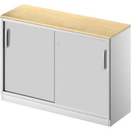 Sch&auml;fer Shop Sch&auml;fer Shop Genius Schiebet&uuml;renschrank TETRIS SOLID, 2 OH, B 1200 mm, inkl. 19 mm Abdeckplatte, Ahorn-Dekor/wei&szlig;alu