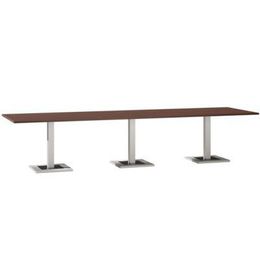 Konferenztisch, bis 12 Personen, Rechteck, Standfu&szlig;, B 3500 x T 1000 x H 720-820 mm, Ahornbrazil/silber