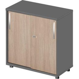 Sch&auml;fer Shop Sch&auml;fer Shop Select Schiebet&uuml;renschrank LOGIN, 2 Ordnerh&ouml;hen, B 800 x T 420 x H 788 mm, graphit/Eiche