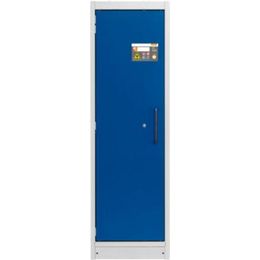 CEMO Sicherheitsschrank Typ 90 PROline 6/20, selbstschlie&szlig;ende T&uuml;ren, Anschlag links, B 635 x T 600 x H 1950 mm, 33 Liter, grau/enzianblau