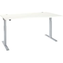 Schäfer Shop Schäfer Shop Select Schreibtisch ERGO-T 2.0, elektrisch höhenverstellbar, Freiform Ansatz rechts, T-Fuß, B 1800 x H 715-1205 mm, weiß/weißalu