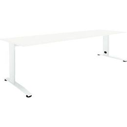 Schäfer Shop Schäfer Shop Select Schreibtisch LOGIN, manuell höheneinstellbar, C-Fuß, B 1800 x T 800 x H 660-820 mm, weiß/verkehrsweiß