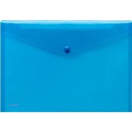 Foldersys Dokumententasche, DIN A4 quer, Druckknopfverschluss, PP, blau transparent