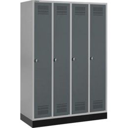 Sch&auml;fer Shop Sch&auml;fer Shop Genius Kleiderspind mit Sockel, 4 Abteile, Drehriegelverschluss, wei&szlig;aluminium/anthrazit