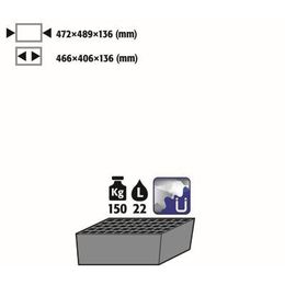 Bodenauffangwanne Stawa-R mit Gitterrost f&uuml;r ASECOS Chemikalienschr&auml;nke der CS und CX Serie, Stahlblech, blau, B 472 x T 489 x H 136 mm, 22 l