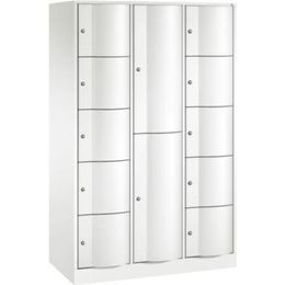 C+P Kombi-Schlie&szlig;fachschrank Resisto, 3 Abteile, 12 F&auml;cher, B 1148 x T 540 x H 1950 mm, Verkehrswei&szlig;