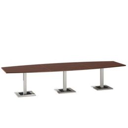 Konferenztisch, bis 12 Personen, Boot, Standfu&szlig;, B 3500 x T 1200 x H 720-820 mm, Ahornbrazil/silber