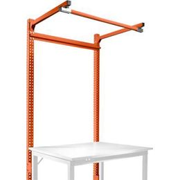 Manuflex Aufbauportal m. Ausleger, Grundtisch SPEZIAL Arbeitstisch/Werkbank UNIVERSAL/PROFI, 1250 mm, rotorange