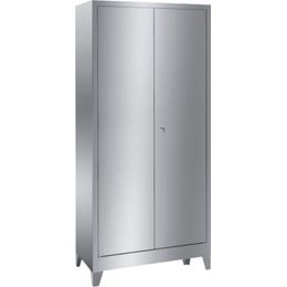 Edelstahl-Fl&uuml;gelt&uuml;renschrank, 2-t&uuml;rig, mit 4 F&uuml;&szlig;en, B 1000 x T 500 x H 1950 mm
