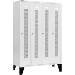 Sch&auml;fer Shop Sch&auml;fer Shop Select Kleiderspind mit gelochten Streifen, 4 Abteile, mit F&uuml;&szlig;en, Drehriegelverschluss, T&uuml;r lichtgrau