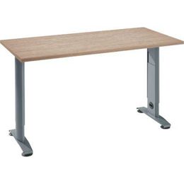 Sch&auml;fer Shop Home Office Tisch Login, C-Fu&szlig;, B 1300 x T 650 mm, Eiche/basaltgrau