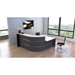 Winkel-Empfangstheke Faro, 3-Elemente, 90&deg; Winkel, mit Beratungsplatz, melaminharzbeschichtet, ABS-Kanten, B 2320 x T 1970 x 1120 mm, anthrazit/anthrazit