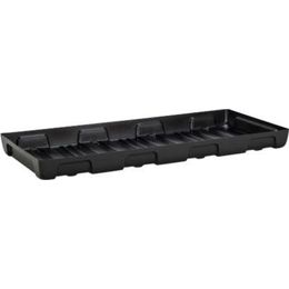 Auffangwanne f&uuml;r Kleingebinde CEMO 13/6, Volumen 44 l, f&uuml;r Regalfachma&szlig; 1300 x 600 mm, ohne Gitterrost, mit Zulassung, stapelbar, Polyethylen, schwarz