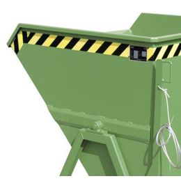 Kippmulde Bauer KS 550, Stahl, gr&uuml;n, B 1245 x T 1200 x H 1170 mm, 550 l, bis 1000 kg, Rollen, Manuelle Kippvorrichtung