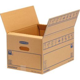 Umzugsbox SmoothMove FastFold Standard, C-Welle-Wellpappe, Tragegriffe, H 270 x B 320 x T 470 mm, 39 L, 10 St&uuml;ck, braun