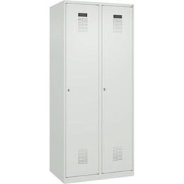 Kleiderspind C+P Evolo Plus, 2 Abteile, 400 mm breit, Zylinderschloss, Soft-Anschlag, B 800 x T 500 x H 1850 mm, lichtgrau/lichtgrau