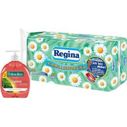 Regina Toilettenpapier 16 Rollen &aacute; 150 Blatt, 3-lagig + Palmolive Fl&uuml;ssigseife GRATIS