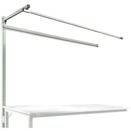 Manuflex ufbauportal m. Ausleger, Ansatztisch STANDARD Arbeitstisch/Werkbank UNIVERSAL/PROFI, 2000 mm, lichtgrau