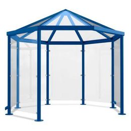 Achteck-Raucherpavillon Modell Paris (o. Seitenw&auml;nde), enzianblau RAL 5010