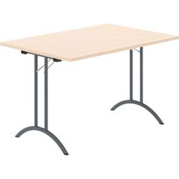 Sch&auml;fer Shop Sch&auml;fer Shop Select Klapptisch, Rechteck, Doppel-T-Fu&szlig;gestell, Spezial-Klappbeschlag & Bodenausgleich, B 1200 x T 800 x H 720 mm, Ahorn-Dekor/anthrazit