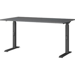 Schreibtisch Aalborg, mechanisch h&ouml;henverstellbar, bis 80 kg, Rechteck, C-Fu&szlig;, B 1400 x T 800 x H 680 - 910 mm, graphit/schwarzgrau