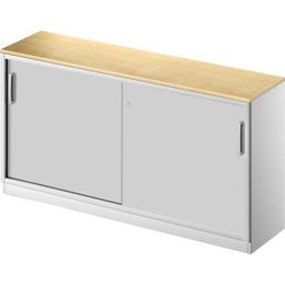 Sch&auml;fer Shop Sch&auml;fer Shop Genius Schiebet&uuml;renschrank TETRIS SOLID, 2 OH, B 1600 mm, inkl. 19 mm Abdeckplatte, Ahorn-Dekor/wei&szlig;alu