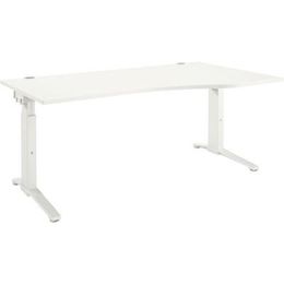 Sch&auml;fer Shop Sch&auml;fer Shop Genius Schreibtisch ERGOSTYLE S, manuell h&ouml;henverstellbar, Rechteck, C-Fu&szlig;, Ansatz rechts, B 1800 x T 800/1000 x H 675-895 mm, wei&szlig;/wei&szlig;