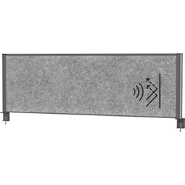 Maul Tisch-Trennwand Maulconnecto, Akustikvlies 4000 g/m&sup2;, Aluminiumprofil, B 1600 x H 500 mm, Akustik dunkelgrau, anthrazit