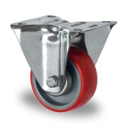 CASCOO Bockrolle N2U6, mit Rad-&oslash; 80 mm x B 32 mm, Polyamid-Felge, Polyurethan-Lauffl&auml;che, rot, Rollenlager, bis 130 kg