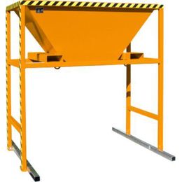 Bauer BTM Bef&uuml;lltrichter, Stahlblech, mobil und station&auml;r, Einfahrtaschen, L 1700 x B 1980 x H 2050 mm, lackiert, gelborange RAL 2000