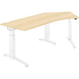 Sch&auml;fer Shop Sch&auml;fer Shop Genius Schreibtisch ERGOSTYLE S, 135&deg;, C-Fu&szlig; Gestell, Ansatz rechts, manuell h&ouml;henverstellbar, melaminharzbeschichtet, B 2165 x T 800 x H 675-895 mm, Ahorn/wei&szlig;