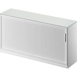 Sch&auml;fer Shop Sch&auml;fer Shop Genius Querrollladenschrank TETRIS SOLID, 2 OH, B 1600 mm, inkl. 19 mm Abdeckplatte, lichtgrau/wei&szlig;alu/wei&szlig;alu