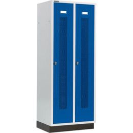 Sch&auml;fer Shop Sch&auml;fer Shop Select Kleiderspind, mit gelochten Streifen, 2 Abteile, 400 mm, mit Sockel, Drehriegelverschluss, T&uuml;r enzianblau