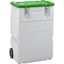 Mobil-Box CEMO, Volumen 170 l, f&uuml;r feste Gefahrstoffg&uuml;ter Verpackungsgruppe II und III, konform mit ADR/RID/IMDG Code, Klappdeckel, PE, grau/gr&uuml;n
