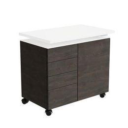 Anstellcontainer SOLUS PLAY, 4 Sch&uuml;be, 1 Fl&uuml;gelt&uuml;r, B 800 x T 500 x H 720 - 1080 mm, Mooreiche