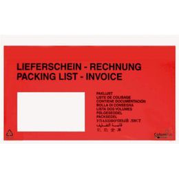 Dokumententasche/Lieferscheintasche SecurePack, DIN lang, mit Aufdruck, Sichtfenster, selbstklebend, wasserfest, PCR & FSC&reg;-Kraftpapier, rot, 250 St&uuml;ck