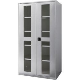 Sch&auml;fer Shop Sch&auml;fer Shop Genius Schwerlastschrank FS, Stahlblech, mit Sichtfenster, B 1055 x T 620 x H 1950 mm, 5 OH, wei&szlig;alu, bis 1000 kg