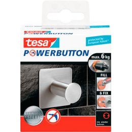 Tesa Powerbutton Haken Classic, Edelstahl, eckig