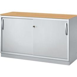 Sch&auml;fer Shop Sch&auml;fer Shop Genius Schiebet&uuml;renschrank TETRIS SOLID, 2 OH, B 1200 x H 818 mm, Mitteltrennwand, 19 mm Abdeckplatte, Buche/wei&szlig;alu