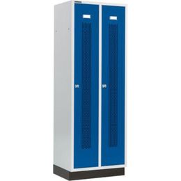 Sch&auml;fer Shop Sch&auml;fer Shop Select Kleiderspind, mit gelochten Streifen, 2 Abteile, 300 mm, mit Sockel, Zylinderschloss, T&uuml;r enzianblau