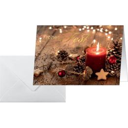 Sigel Weihnachtskarten-Set "Red Christmas Candle", DIN A6, Wei&szlig;karton, 10 St&uuml;ck + 10 Umschl&auml;ge