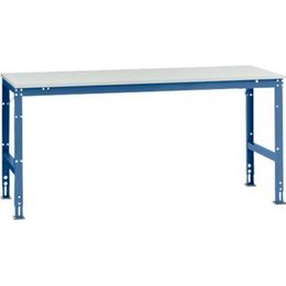 Manuflex Arbeitstisch UNIVERSAL Standard, 2000 x 1000 mm, Melamin lichtgrau, brillantblau
