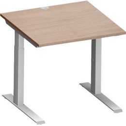Schäfer Shop Schäfer Shop Genius Schreibtisch MODENA FLEX, C-Fuß-Rechteckrohr, B 800 x T 800 mm, Eiche-Dekor/weißalu