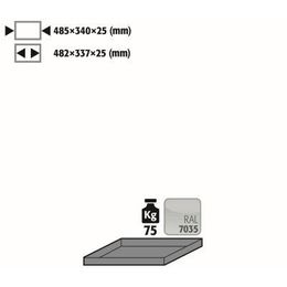 Fachboden Standard f&uuml;r ASECOS Druckgasflaschenschr&auml;nke, Stahlblech, lichtgrau, B 485 x T 340 x H 25 mm, bis 75 kg