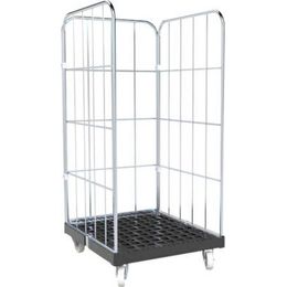 Sch&auml;fer Shop Sch&auml;fer Shop Select Rollbox BASICline, 3-seitig, ohne T&uuml;r, bis 500 kg, Lenk- & Bockrollen, L 724 x B 827 x H 1530 mm, Stahl & Recycling-HDPE