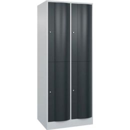 C+P Garderobenspind Resisto, 2 Abteile, 4 F&auml;cher, B 772 x T 640 x H 1950 mm, Lichtgrau/Anthrazitgrau