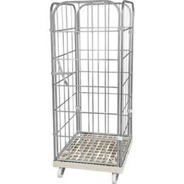 Kunststoff-Rollplatte mit 2 Seitengittern, 1 R&uuml;ckwand, 1 Vorderwand, grau RAL 7032