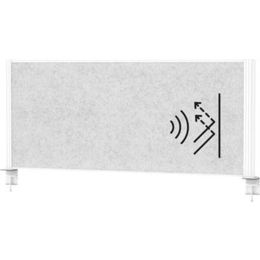 Maul Tisch-Trennwand Maulconnecto, Akustikvlies 4000 g/m&sup2;, Aluminiumprofil, B 1200 x H 500 mm, Akustik hellgrau, wei&szlig;
