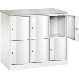 C+P Schlie&szlig;fachschrank Resisto, 3 Abteile, 6 F&auml;cher, B 1148 x T 540 x H 1077 mm, Verkehrswei&szlig;