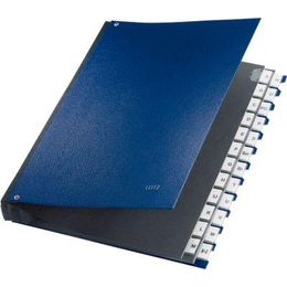 Leitz&reg; Pultordner, f&uuml;r DIN A4, alphabetisch, 26 F&auml;cher, Graupappe, blau